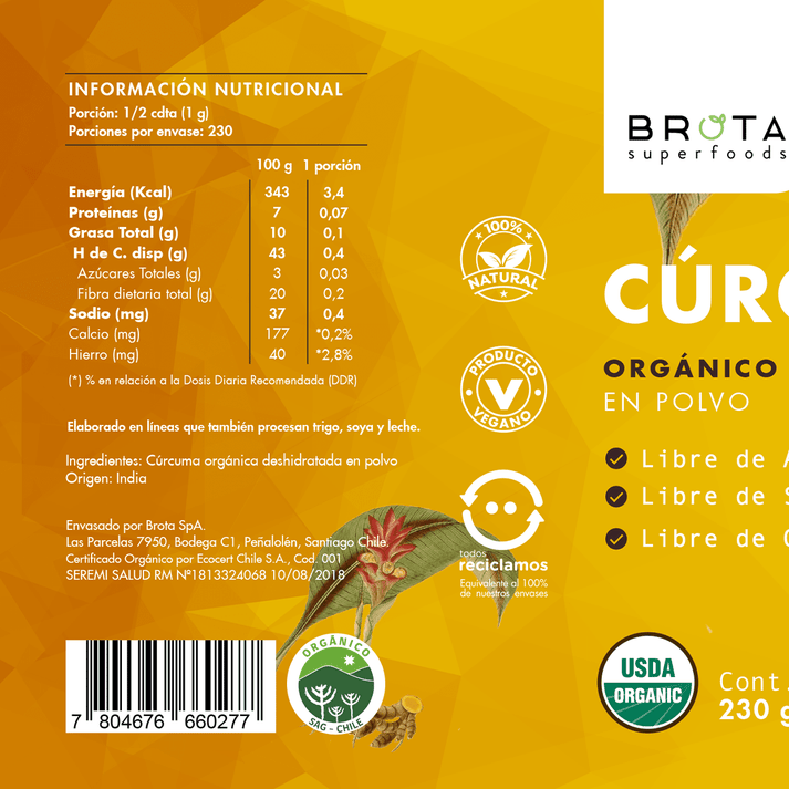 Pack Cúrcuma orgánica 220g + Jengibre orgánico 150g – Brota