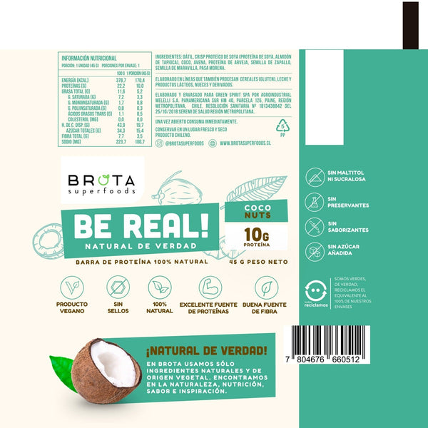 Caja Barritas Be Real Coco Nuts 5 Unidades 225g – Brota Vida